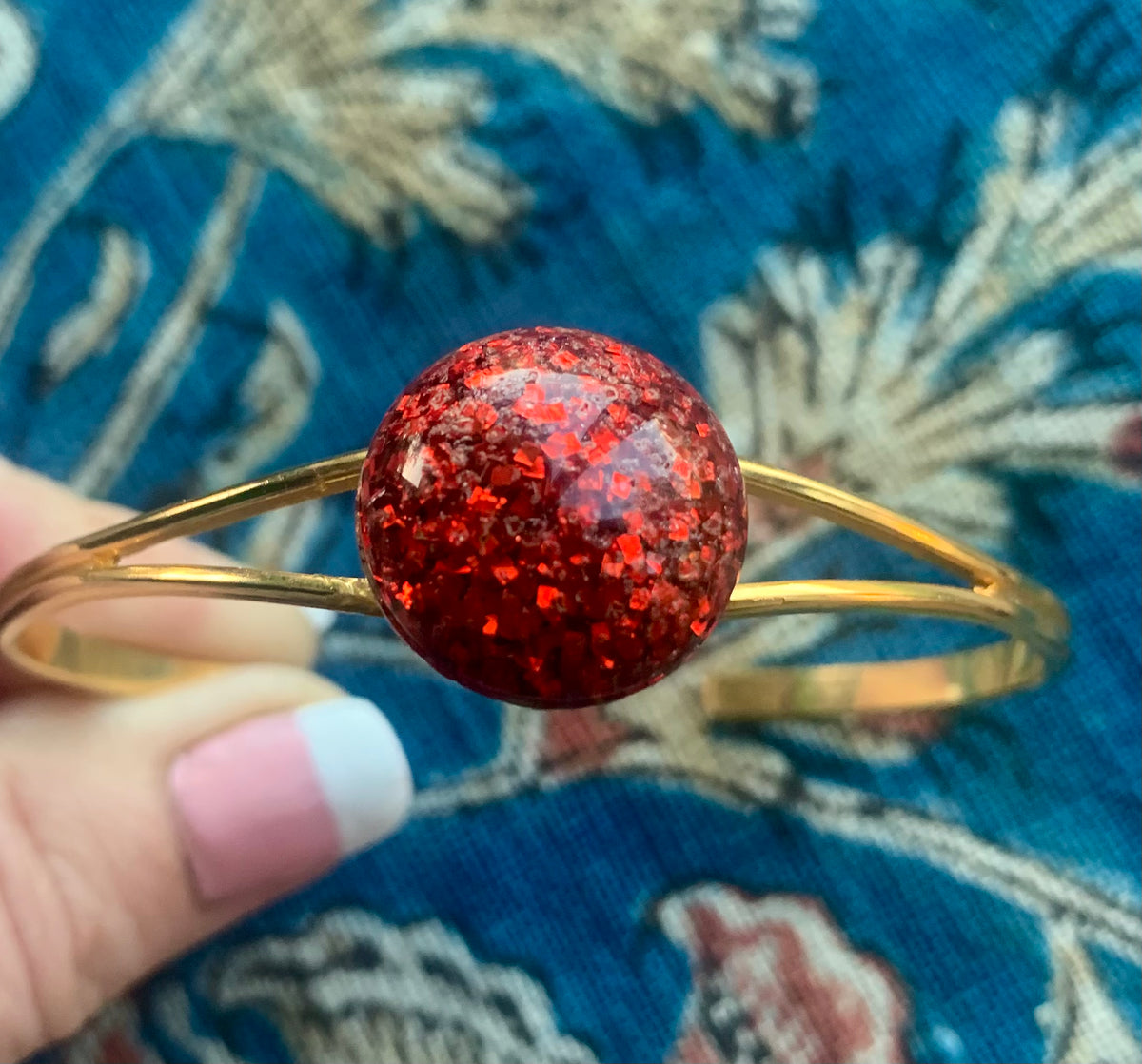 Ruby Red Button Bangle Closures Remnants