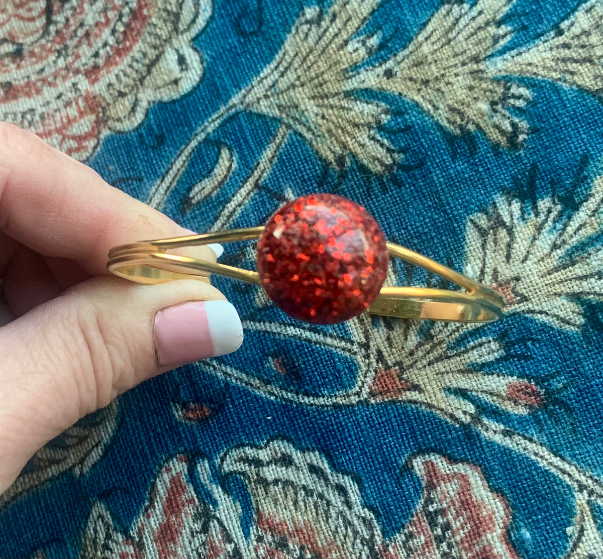 Ruby Red Button Bangle Closures Remnants